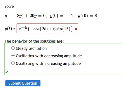 solved solvey 8y 20y 0 y 0 1 y 0 8y t the behavior