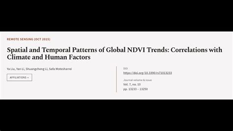 Spatial And Temporal Patterns Of Global Ndvi Trends Correlations With Climate And Hu Rtcl