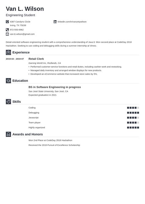 Engineering Internship Resume Template