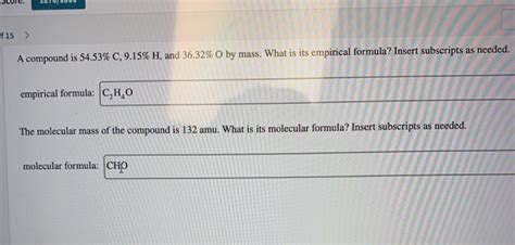 Solved The Molecular Mass Of The Compound Is 132 Amu What Chegg