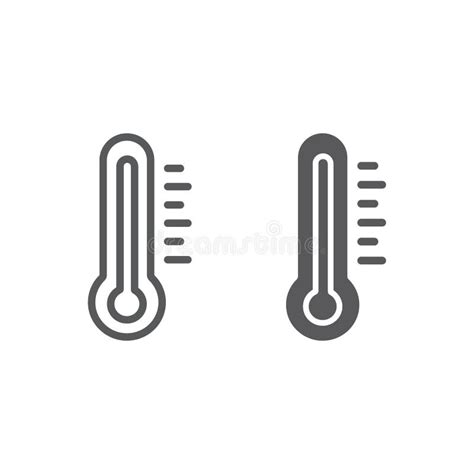 Thermometer Line And Glyph Icon Medicine And Temperature Measurement