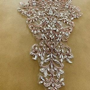 Rose Gold Rhinestone Bodice Applique Crystal Applique Crystal Bodice Applique For Bridal Dress