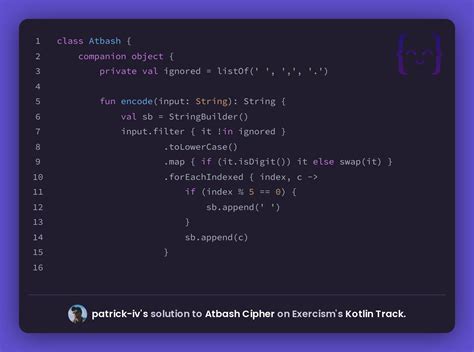 Patrick Ivs Solution For Atbash Cipher In Kotlin On Exercism