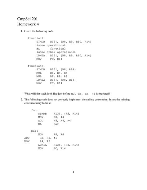 homework 4 in cmpsci 201 stack analysis and fibonacci function in arm