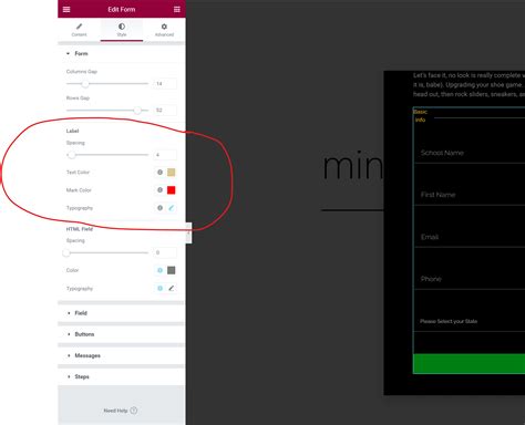 styling the checkboxes no setting r elementor
