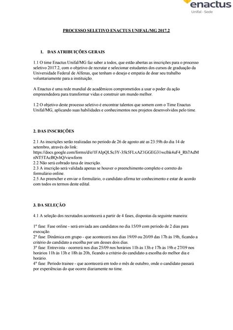 Edital Processo Seletivo 20172 By Marketing Enactus Unifal Issuu