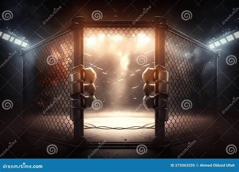 Fighting Ring With Light Effect Cartoon Vector