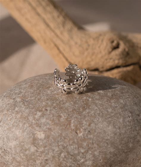 핑크로켓 925실버 빈티지 플라워 패턴 이어커프 위시버킷