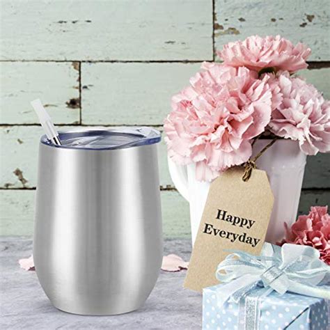 12 Pack Stainless Steel Wine Tumblers 12Oz Double Wall Vacuum Insulated Wine Tumblers With Lids
