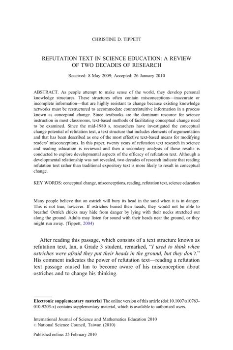 Pdf Refutation Text In Science Education A Review Of Two Decades Of