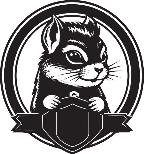 Cartoon Chipmunk Logo Icon Black Friendly Vector Image