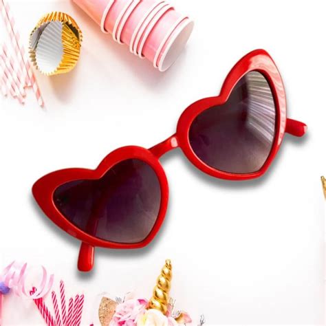 Red Heart Shaped Cat Eye Womens Sunglasses