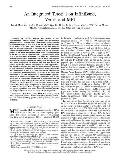 An Integrated Tutorial On Infiniband Verbs And Mpi Pdf Pdf