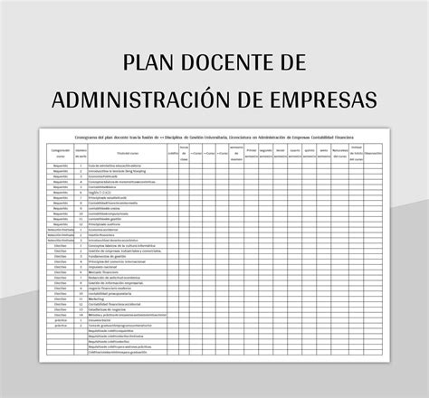 Plantilla de Excel Tabla Del Plan Docente Semanal y Hoja de Cálculo de Google para Descarga