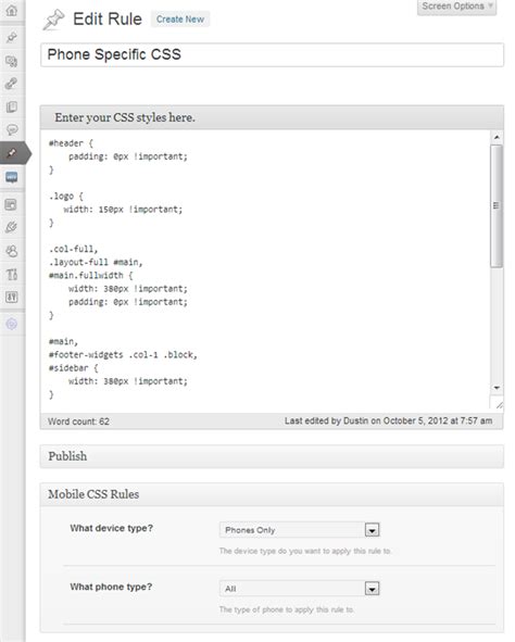 Define Different Css Styles For Different Mobile Devices In Wordpress