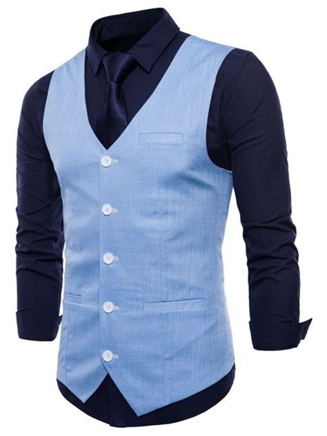 Colete Masculino Simples De Botão Simples Tops Homem Coletes