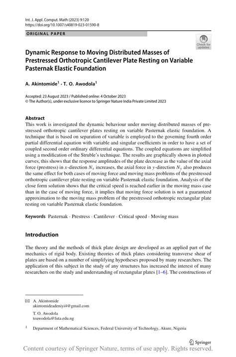 Dynamic Response To Moving Distributed Masses Of Prestressed