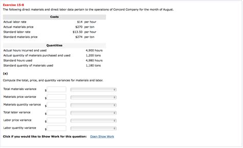 Solved Exercise 15 8 The Following Direct Materials And Chegg Com