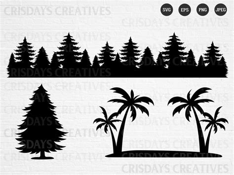 Trees Bundle Svg Pine Trees Svg Coconut Tree Svg Palm Tree Svg Forest