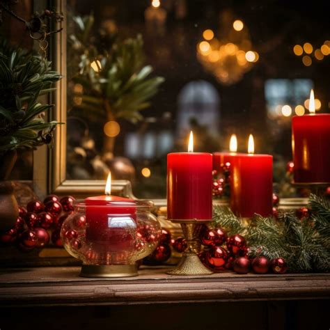 Festive Christmas Candle Display 29313546 Stock Photo At Vecteezy