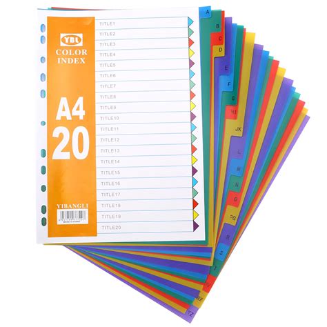 Buy Kalione 20 Pack Binder Dividers A4 Blank Tab Dividers With 11 Holes Alphabetical File