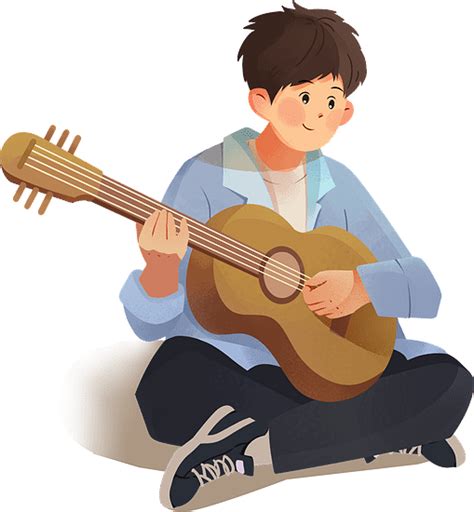 二十四节气小场景插画a 吉他男孩