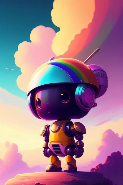 Premium Ai Image A Robot With A Rainbow Background