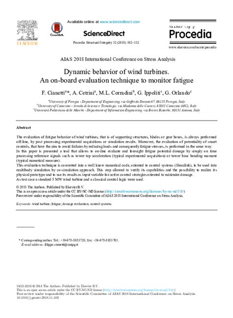 Pdf Dynamic Behavior Of Wind Turbines An On Board Evaluation Technique To Monitor Fatigue