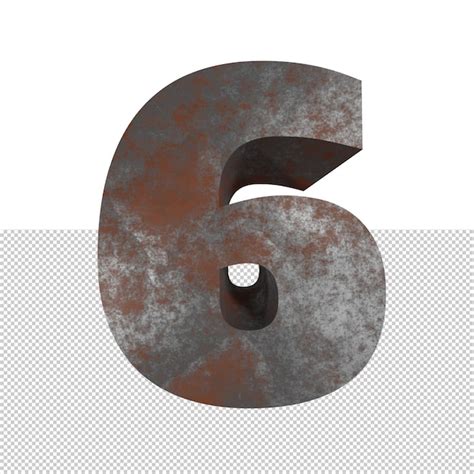 Rendu 3d De L effet De Texte De Fer Rouillé Numéro 6 PSD Premium