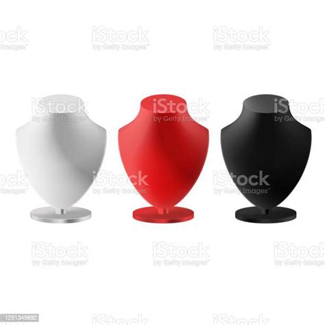 사실적인 3d 상세 컬러 블랭크 목걸이 디스플레이 세트 벡터 보석 개인 장식품에 대한 스톡 벡터 아트 및 기타 이미지 보석