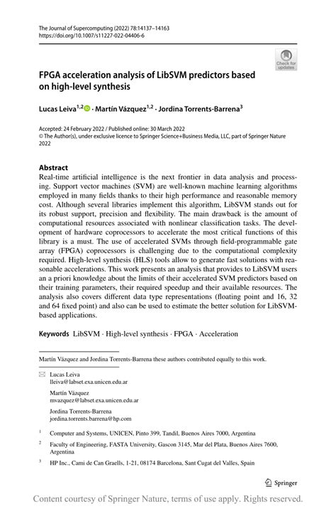 fpga acceleration analysis of libsvm predictors based on high level