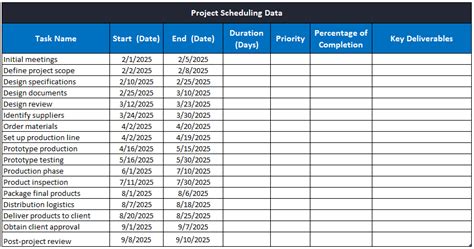Excel Day Timeline Template