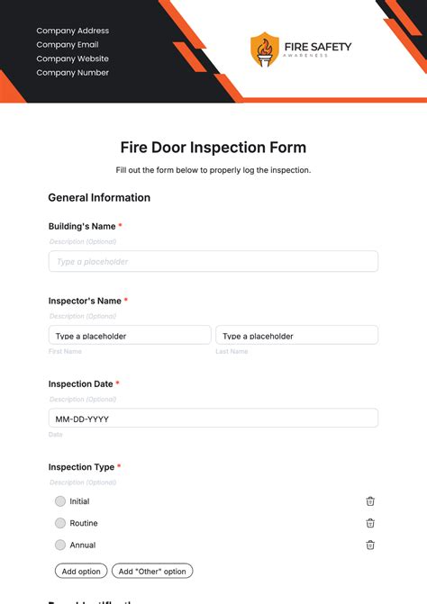 Free Fire Door Inspection Form Template To Edit Online