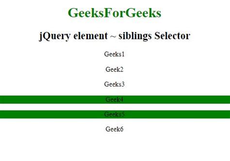 JQuery Element Siblings Selector GeeksforGeeks