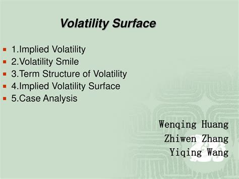 Ppt Volatility Surface 1implied Volatility 2volatility Smile 3term Structure Of Volatility