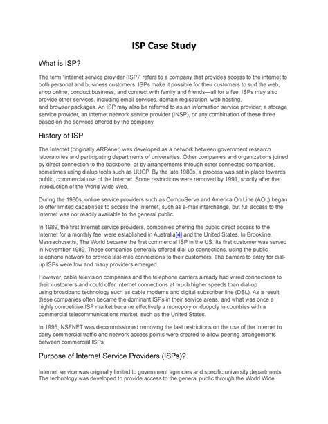 ISP Case Study Notes ISP Case Study What Is ISP The Term Internet Service Provider ISP