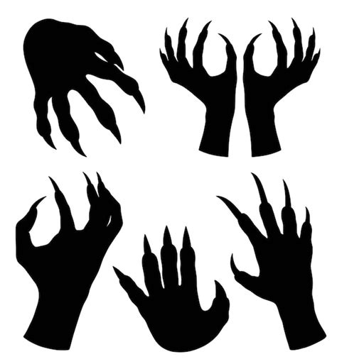Silhueta De Mãos De Monstro Vetor Premium