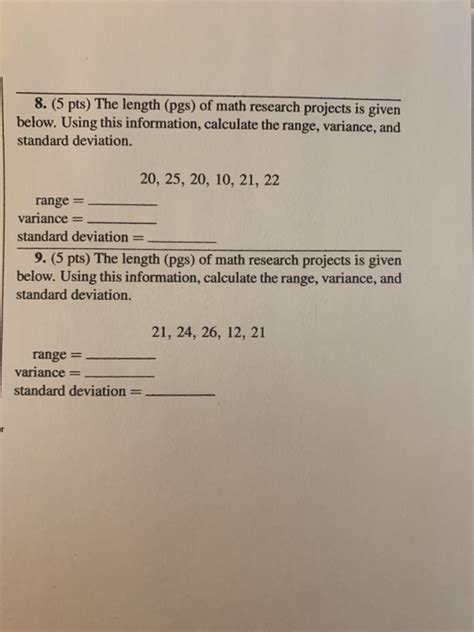 solved 8 5 pts the length pgs of math research projects