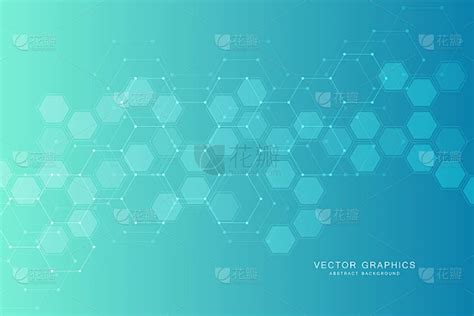 几何抽象背景与六边形。结构分子和通信。科学、技术和医学概念。矢量图素材 花瓣网