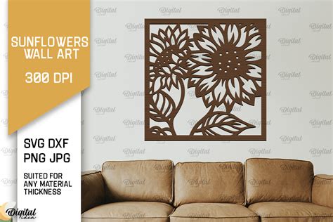 Sunflower Wall Art Laser Cut Floral Svg · Creative Fabrica