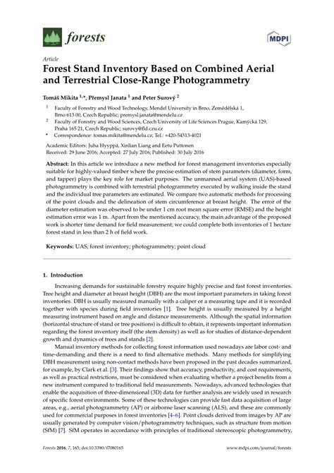 Pdf Forest Stand Inventory Based On Combined Aerial And Terrestrial Close Range Photogrammetry