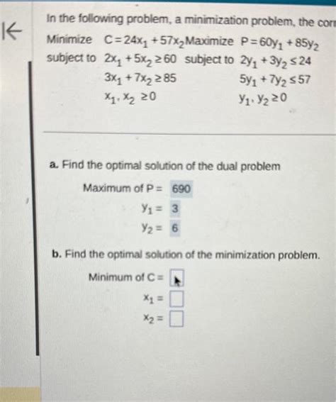 Solved In The Following Problem A Minimization Problem The