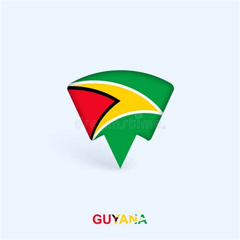guyana flag map pointer design with shadow stock illustration