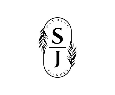 Sj Initials Letter Wedding Monogram Logos Collection Hand Drawn Modern