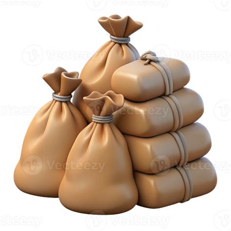 3d Render Of Burlap Sacks And Bundles 54196927 Png