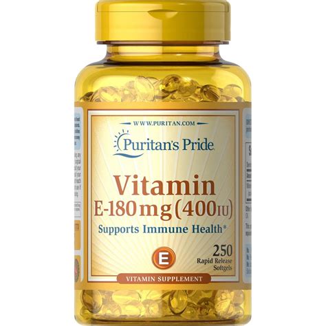 Витамин E Puritans Pride Vitamin E 180 мг 400 Iu 250 капсул — купить