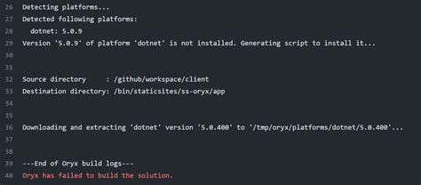 Oryx Has Failed To Build The Solution Issue Azure Static Web Apps GitHub