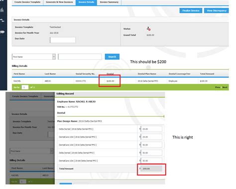WT WT BCC Invoice Enhancement Billing Details Section Displaying Wrong Cost When