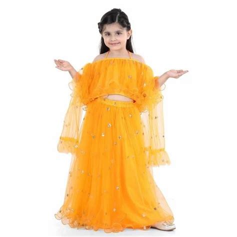 Party Wear Bownbee Yellow Sequin Net Lehenga Choli Dry Wash At ₹ 999
