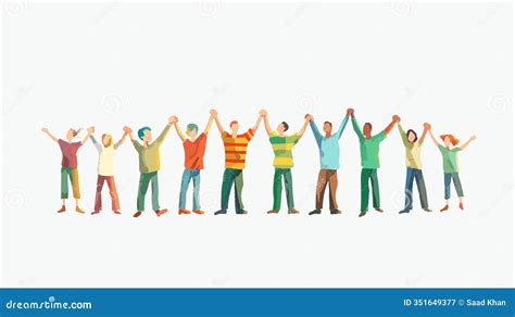 Joyful People Celebrating Unity And Togetherness With Raised Hands